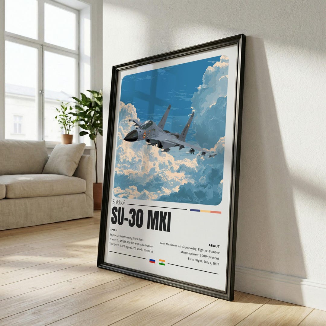 Sukhoi SU-30 MKI Fighter Jet Poster – Indian Air Force Military ...
