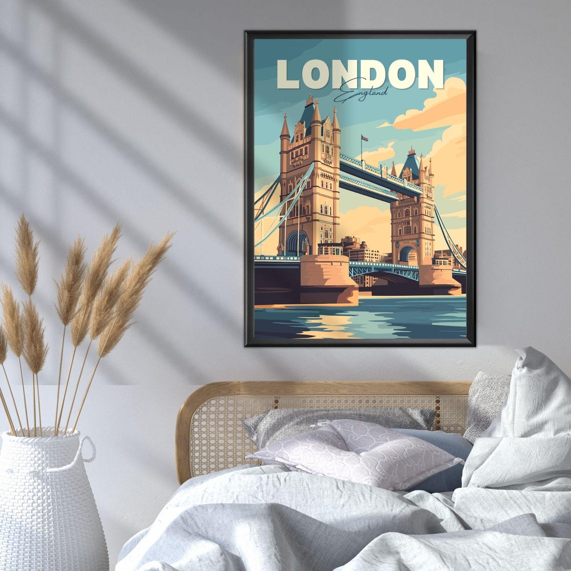 London Tower Bridge Travel Poster – Iconic UK Landmark Wall Art ...