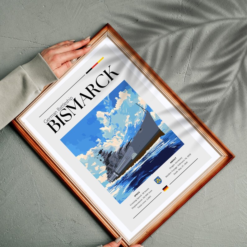 German Battleship Bismarck Poster, Print, Wall Art, Maritime Art ...