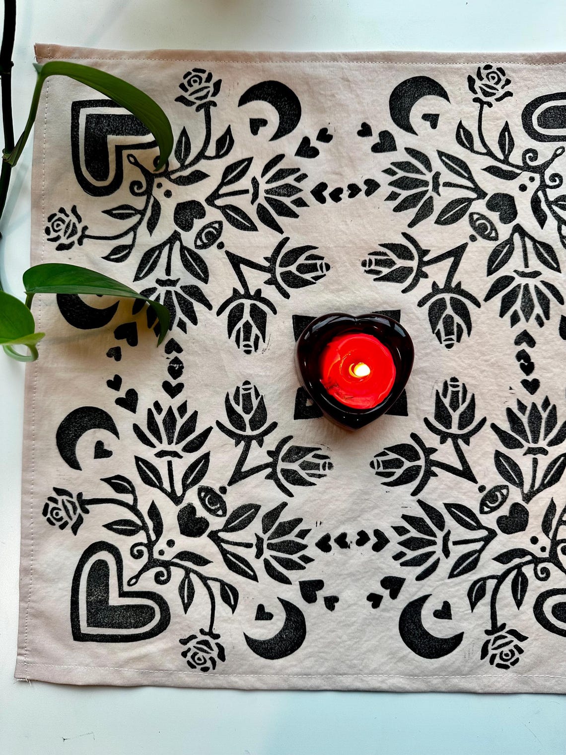 Naturally Dyed Hand-printed Altar Cloth/ Self Love Altar / Love Ritual ...