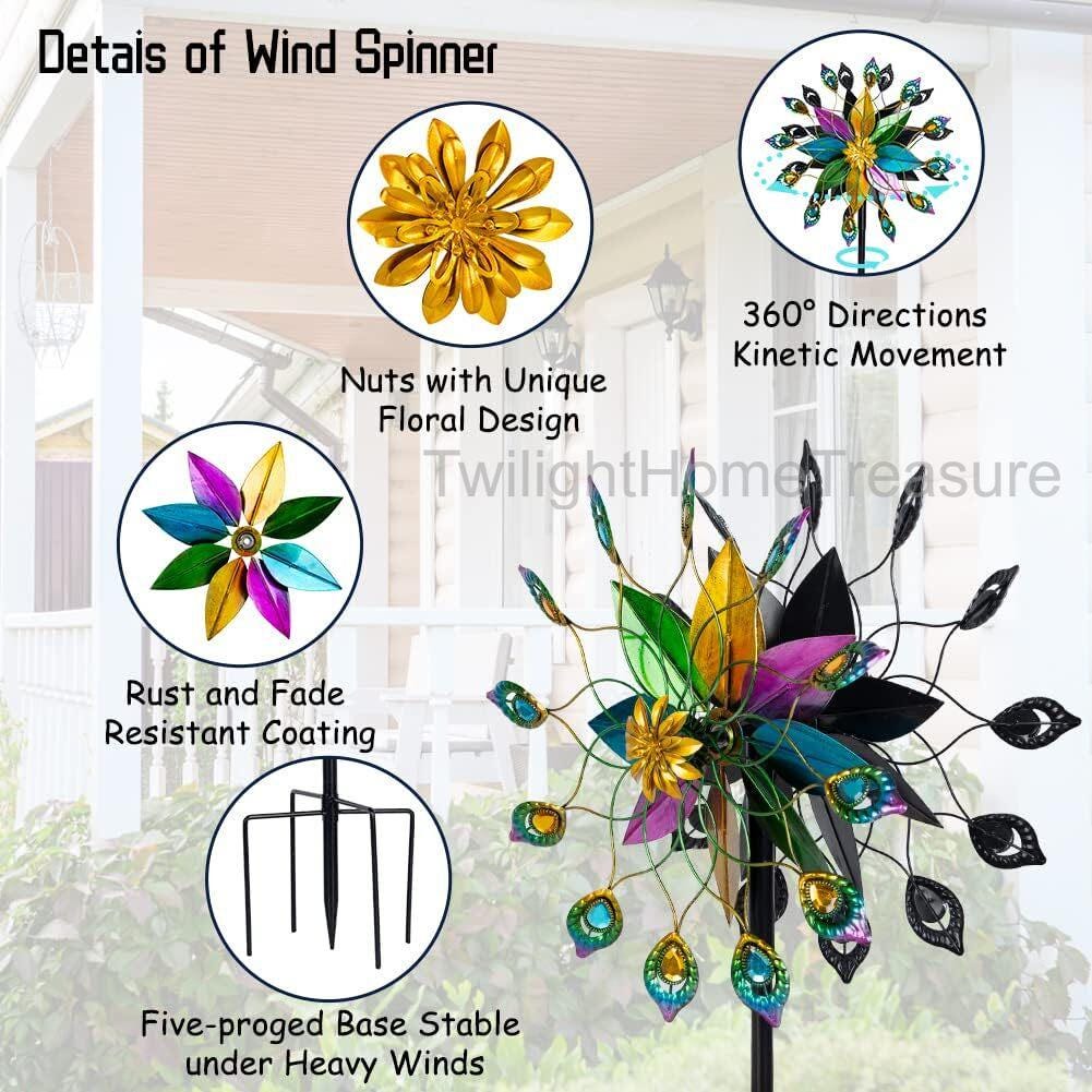 Double-sided Metal Kinetic Wind Spinner Garden Spinner Garden Marker ...