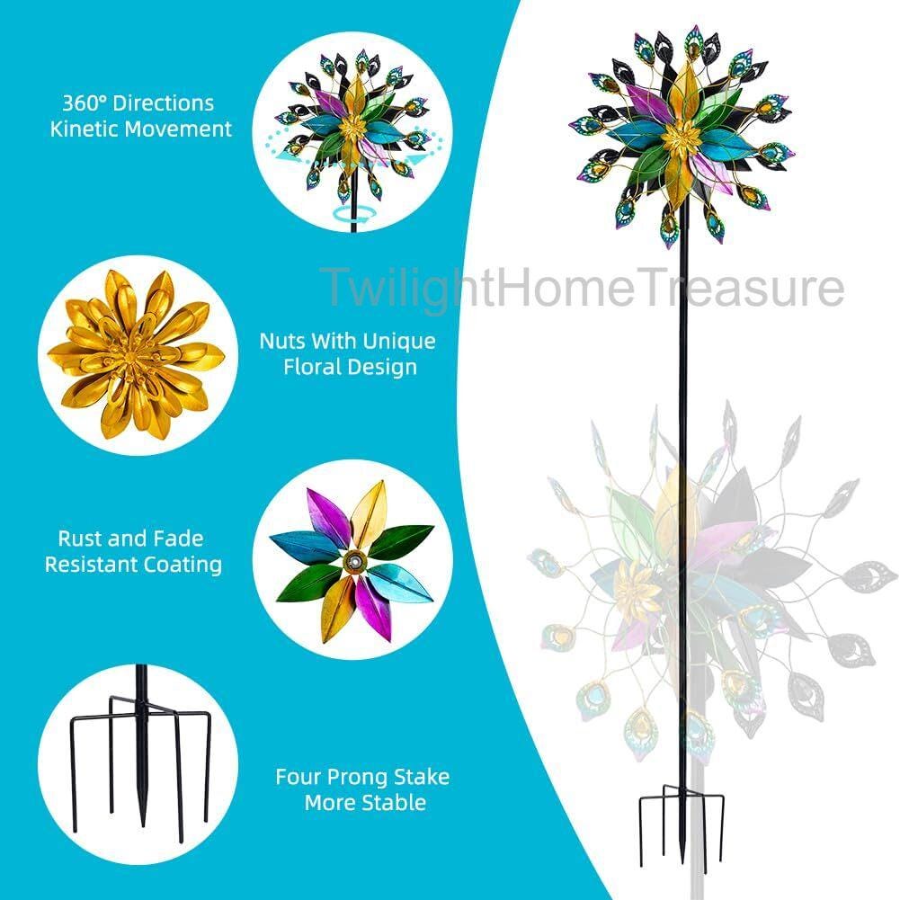 Double-sided Metal Kinetic Wind Spinner Garden Spinner Garden Marker ...