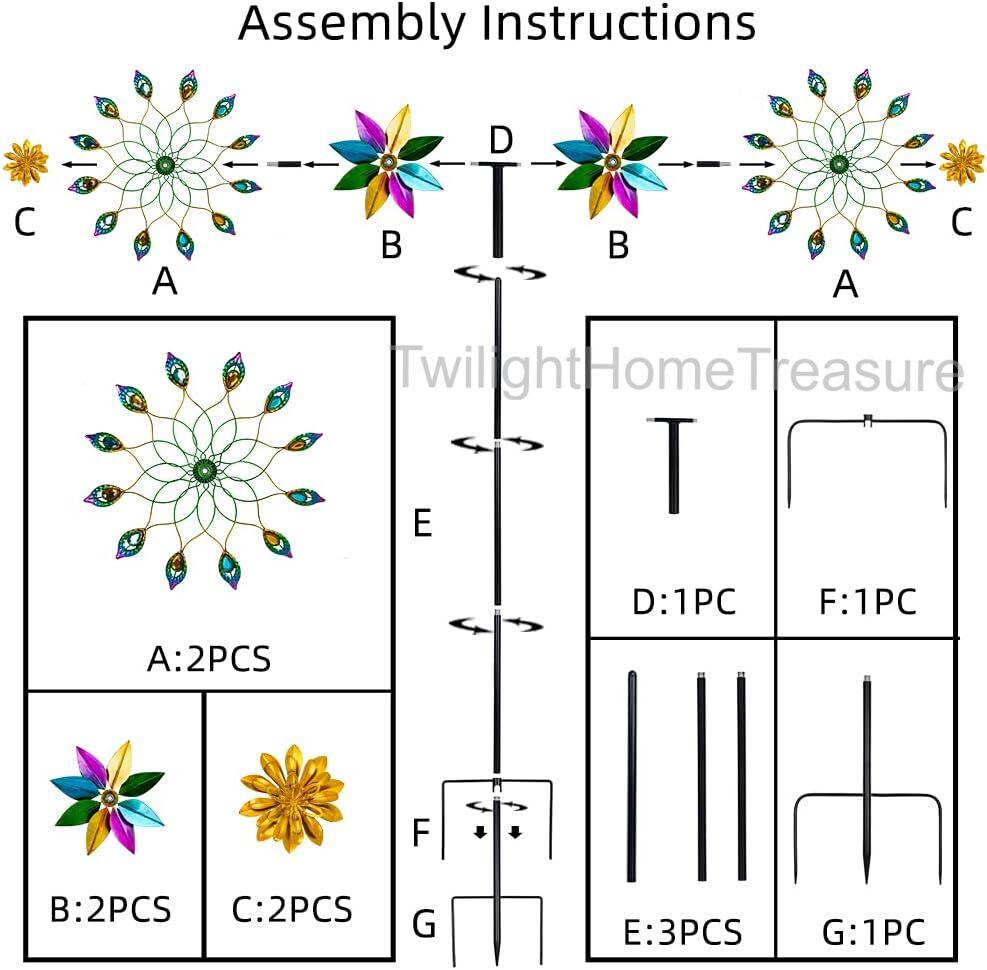 Double-sided Metal Kinetic Wind Spinner Garden Spinner Garden Marker ...