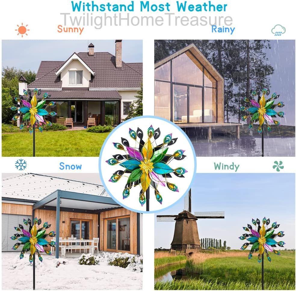 Double-sided Metal Kinetic Wind Spinner Garden Spinner Garden Marker ...