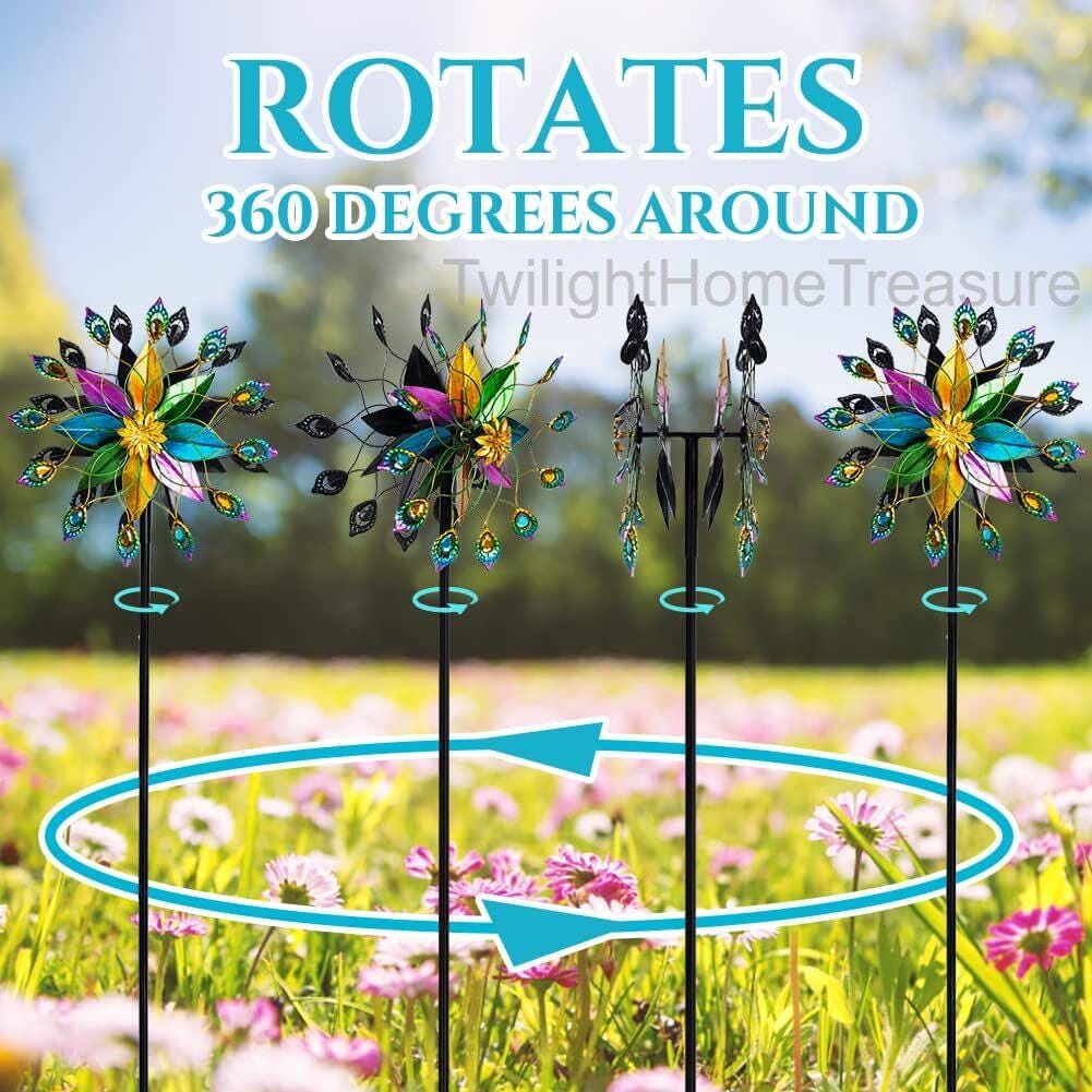 Double-sided Metal Kinetic Wind Spinner Garden Spinner Garden Marker ...
