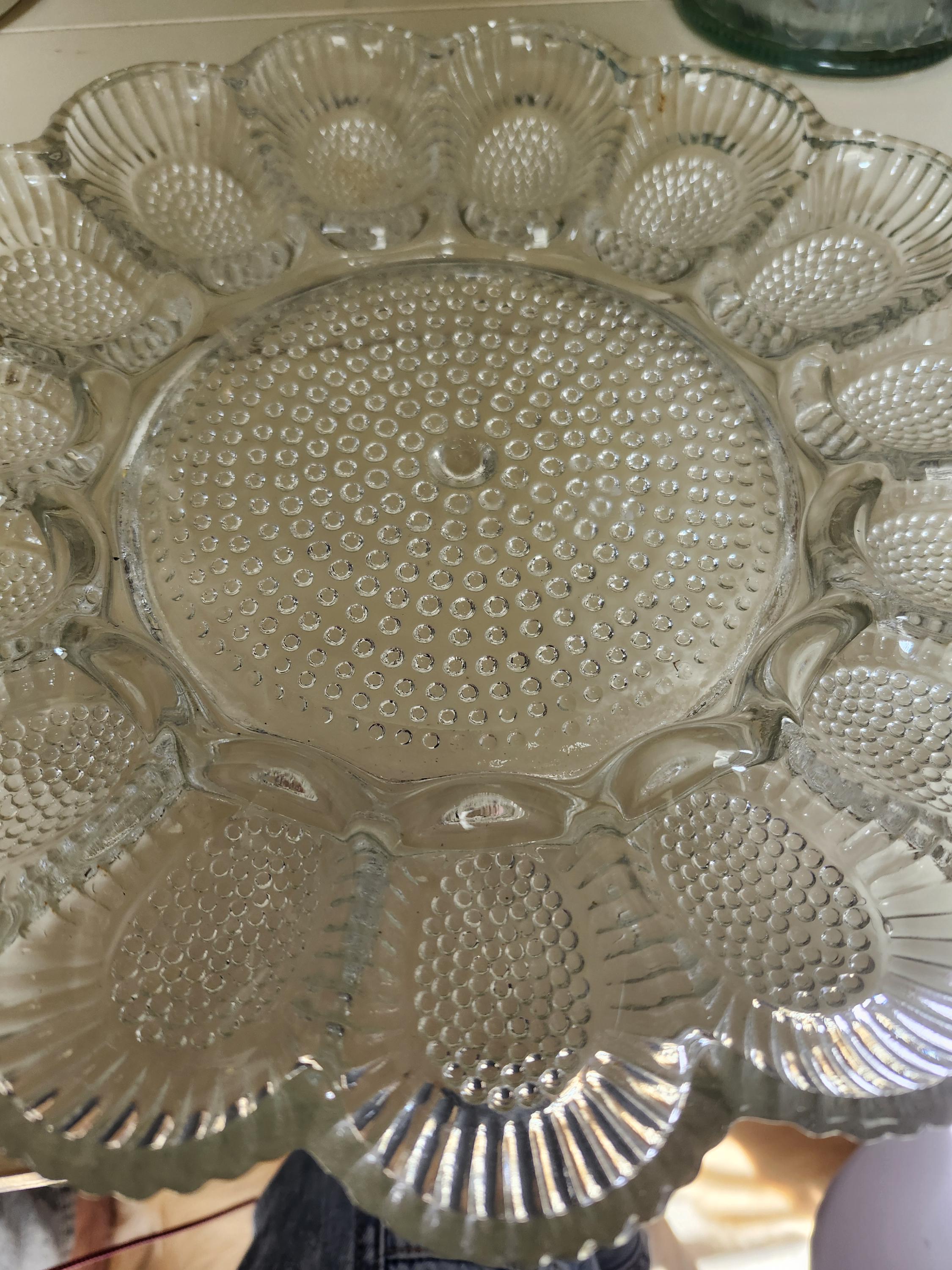 Vintage Indiana Glass Hobnail Dew Drop Appetizer Egg Plate Collector ...