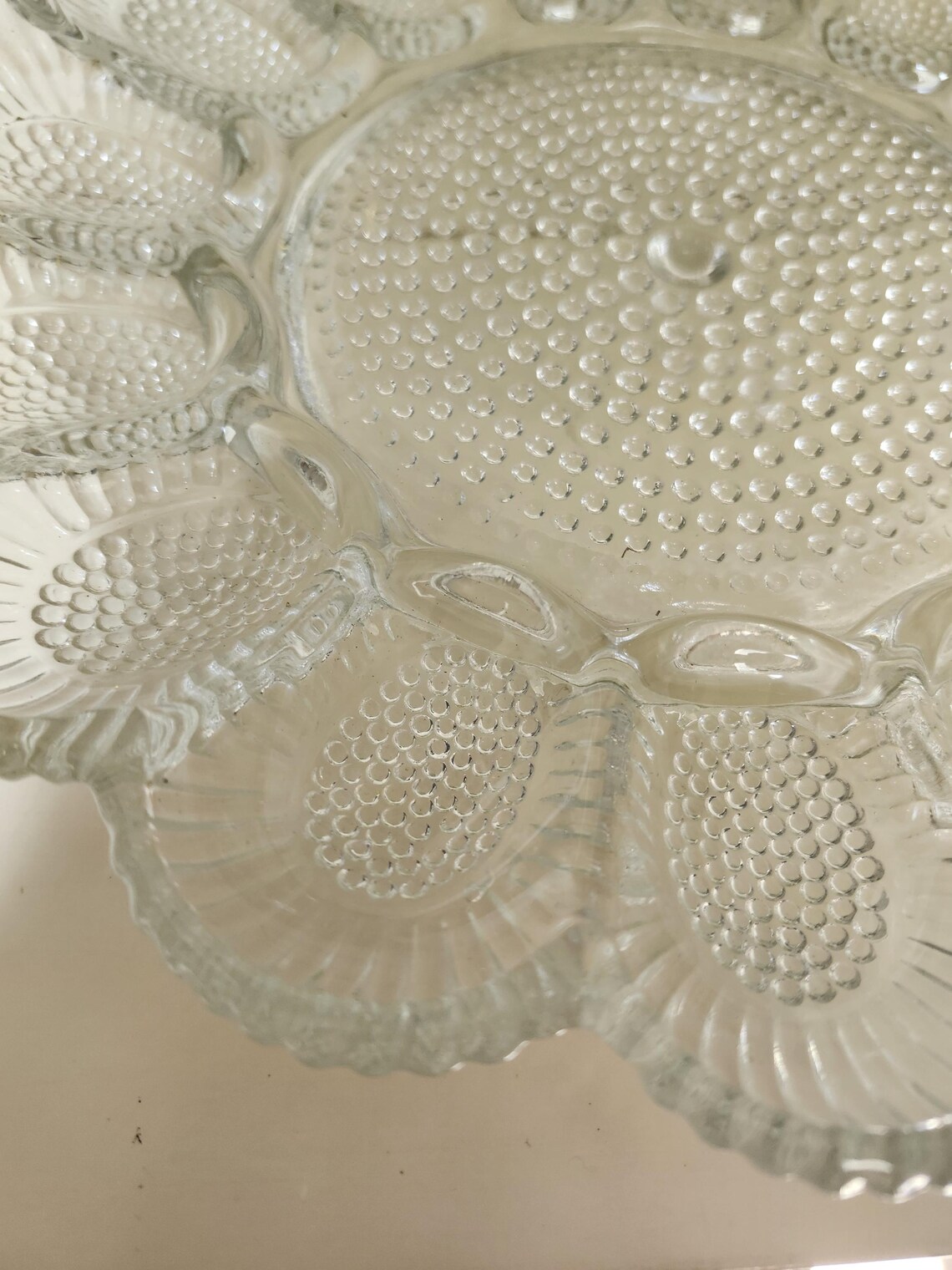 Vintage Indiana Glass Hobnail Dew Drop Appetizer Egg Plate Collector ...