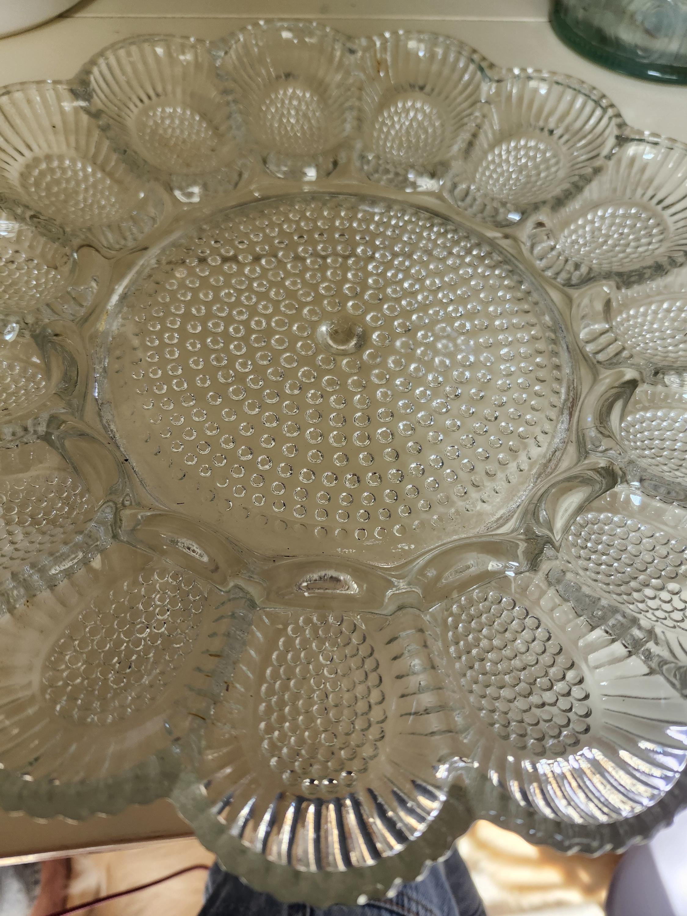 Vintage Indiana Glass Hobnail Dew Drop Appetizer Egg Plate Collector ...