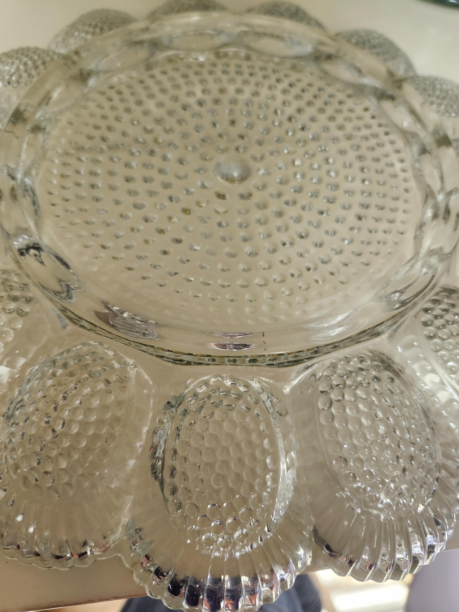 Vintage Indiana Glass Hobnail Dew Drop Appetizer Egg Plate Collector ...