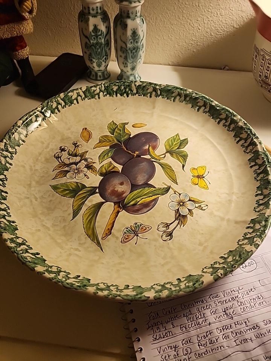 Vintage Italian Large Serving Platter by Himark, Italy Ceramic Fruit ...