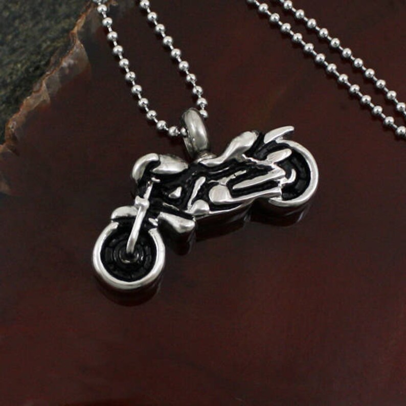 Motorcycle Urn Charm Necklace Cremation Jewelry Memorial | Etsy