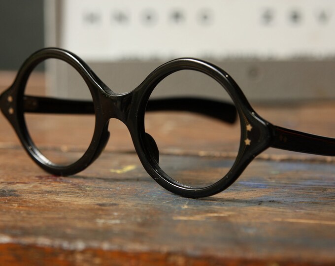Vintage Eye Glasses - Black Round - Frame France - Etsy