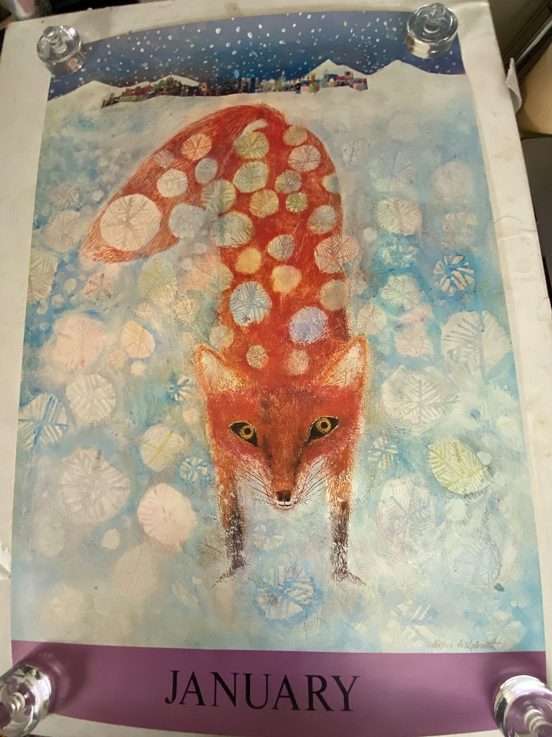 BRIAN WILDSMITH Vintage 1971 Red Fox January Calendar Poster 36 X 24 - Etsy