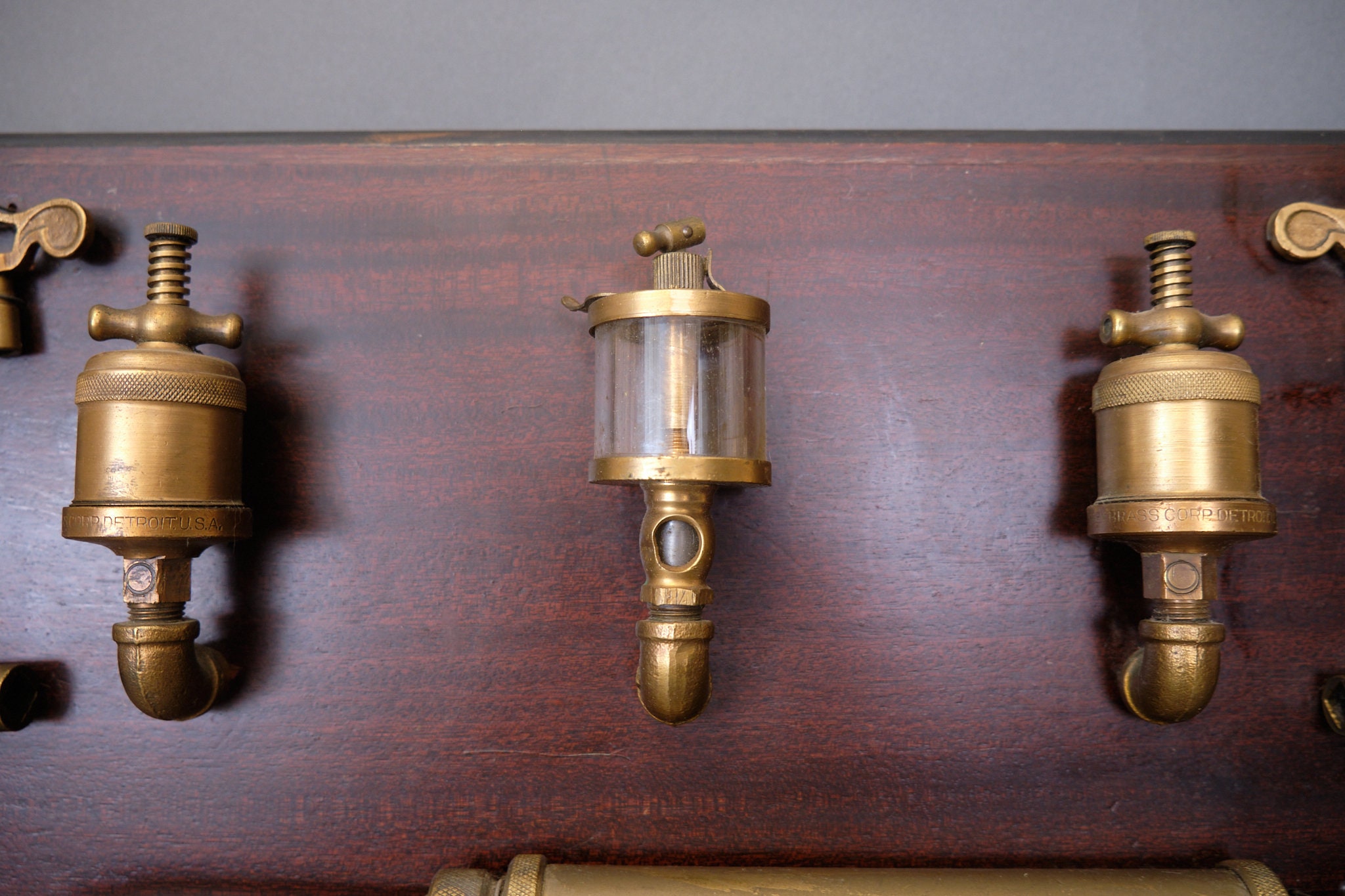 Antique Steam Engine Oilers & Valves Display Board | Industrial Art ...