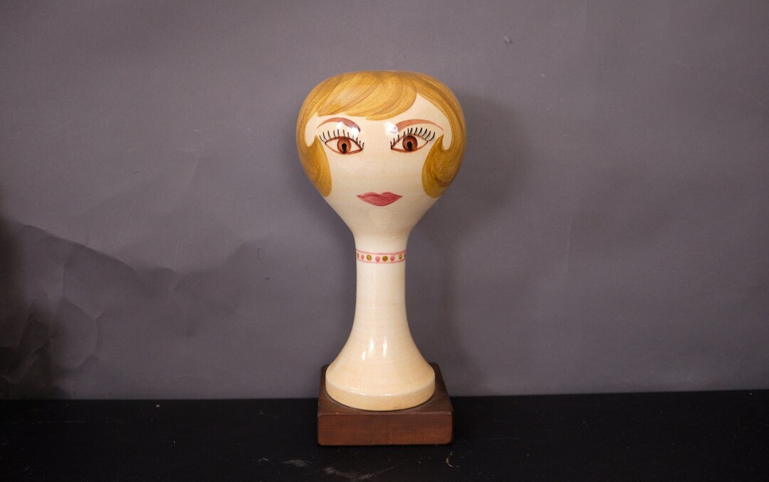 Vintage Stangl Pottery Mannequin Head Hat Wig Stand Blonde - Etsy