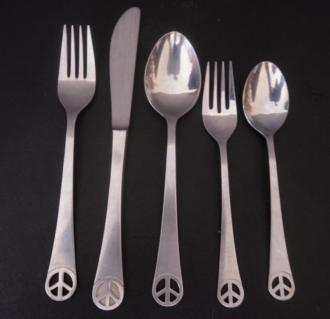 Rare 70s Peace Sign Flatware Oxford Hall Japan 5 Piece Set - Etsy