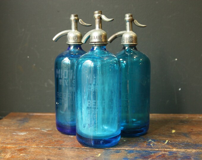 Vintage Blue Seltzer Bottle / Czechoslovakian Glass - Etsy