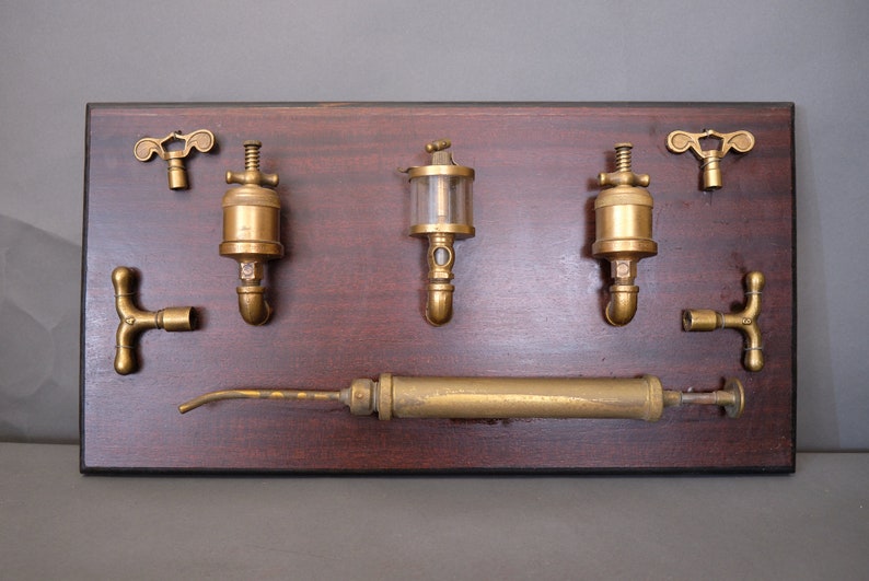 Antique Steam Engine Oilers & Valves Display Board | Industrial Art ...