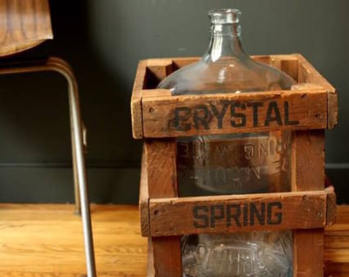 Vintage Spring Water Bottle With Wooden Crate - Etsy