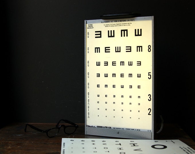 Vintage Illiterate Optical Eye Chart Light Box - Good-lite Co - Etsy
