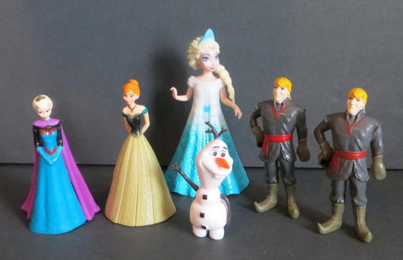 Vintage Frozen Figures Lot of 6 Characters Cake Toppers Elsa Anna Olaf ...
