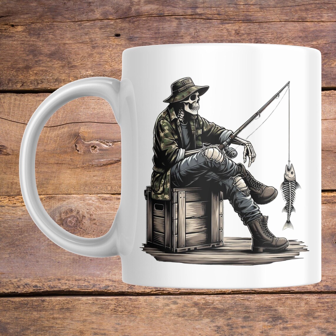 Skeleton Fisherman Digital Art – Unique Fishing Skull PNG - Etsy