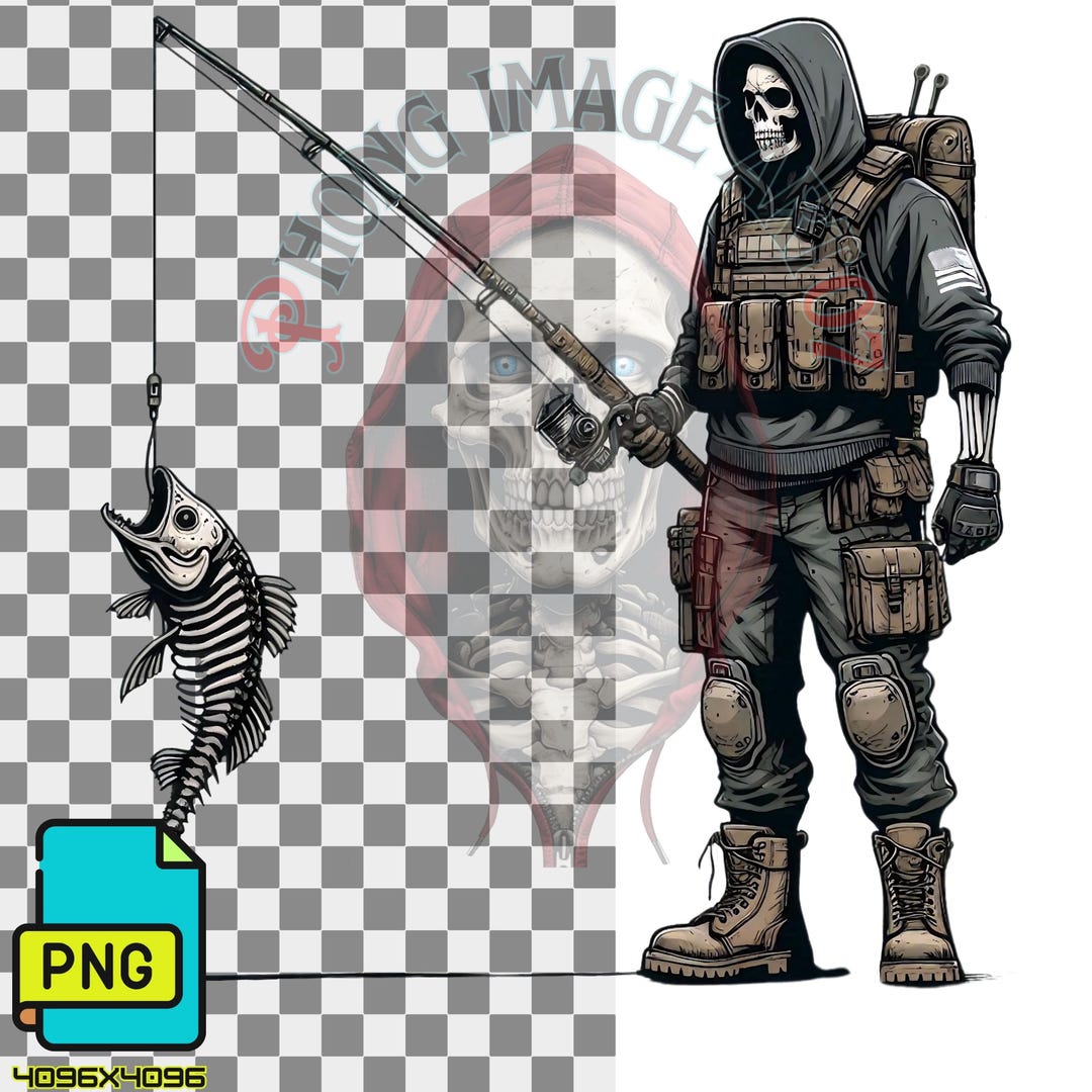 Tactical Skeleton Fisherman – Military Fishing Skull PNG - Etsy
