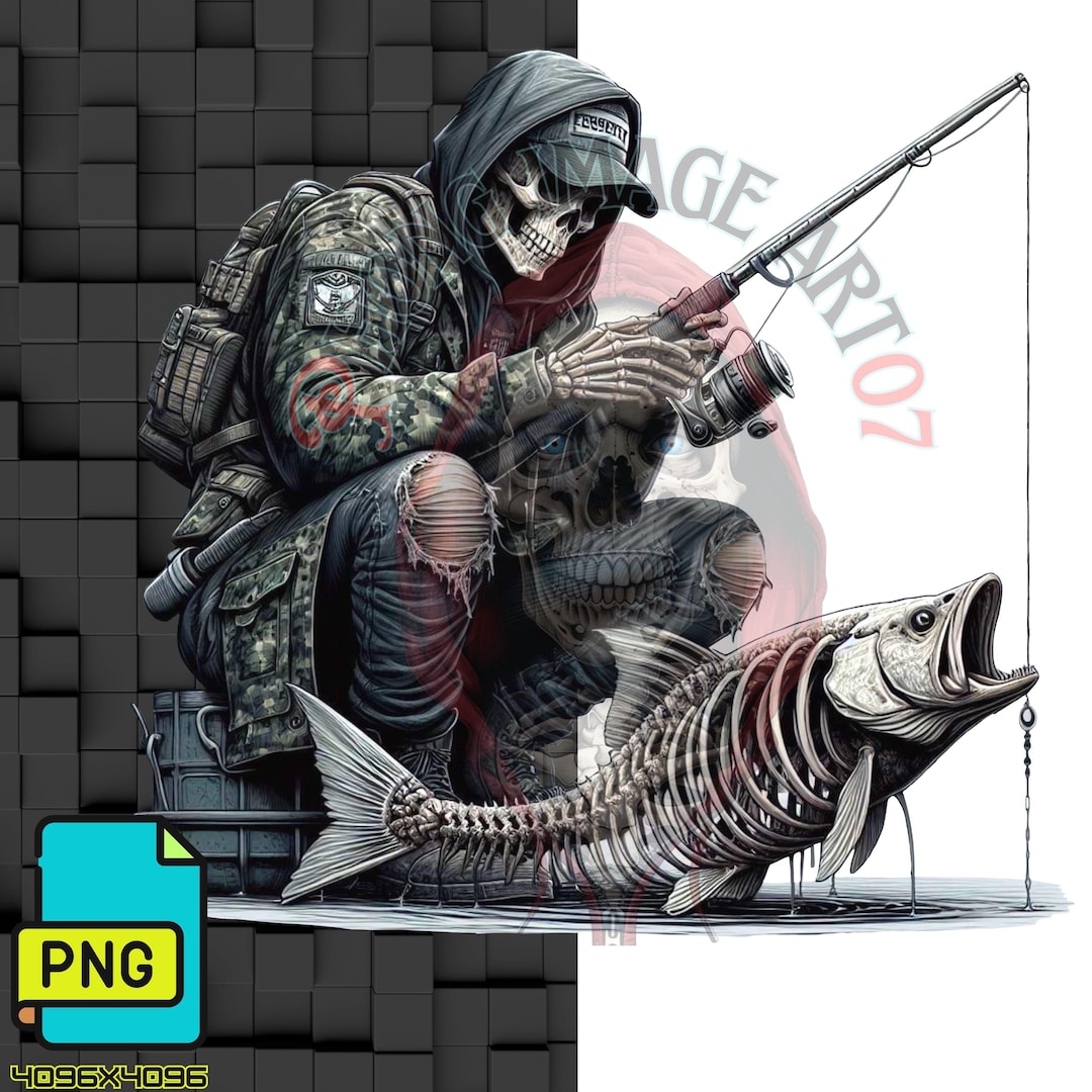 Skeleton Fisherman Digital Art PNG | Grim Reaper Fishing | Gothic ...