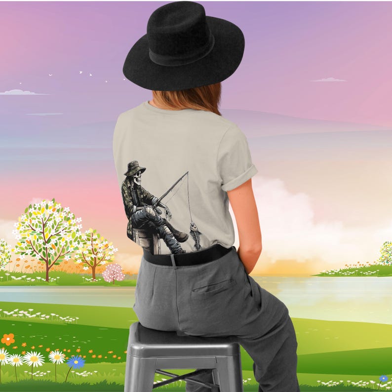 Skeleton Fisherman Digital Art – Unique Fishing Skull PNG - Etsy