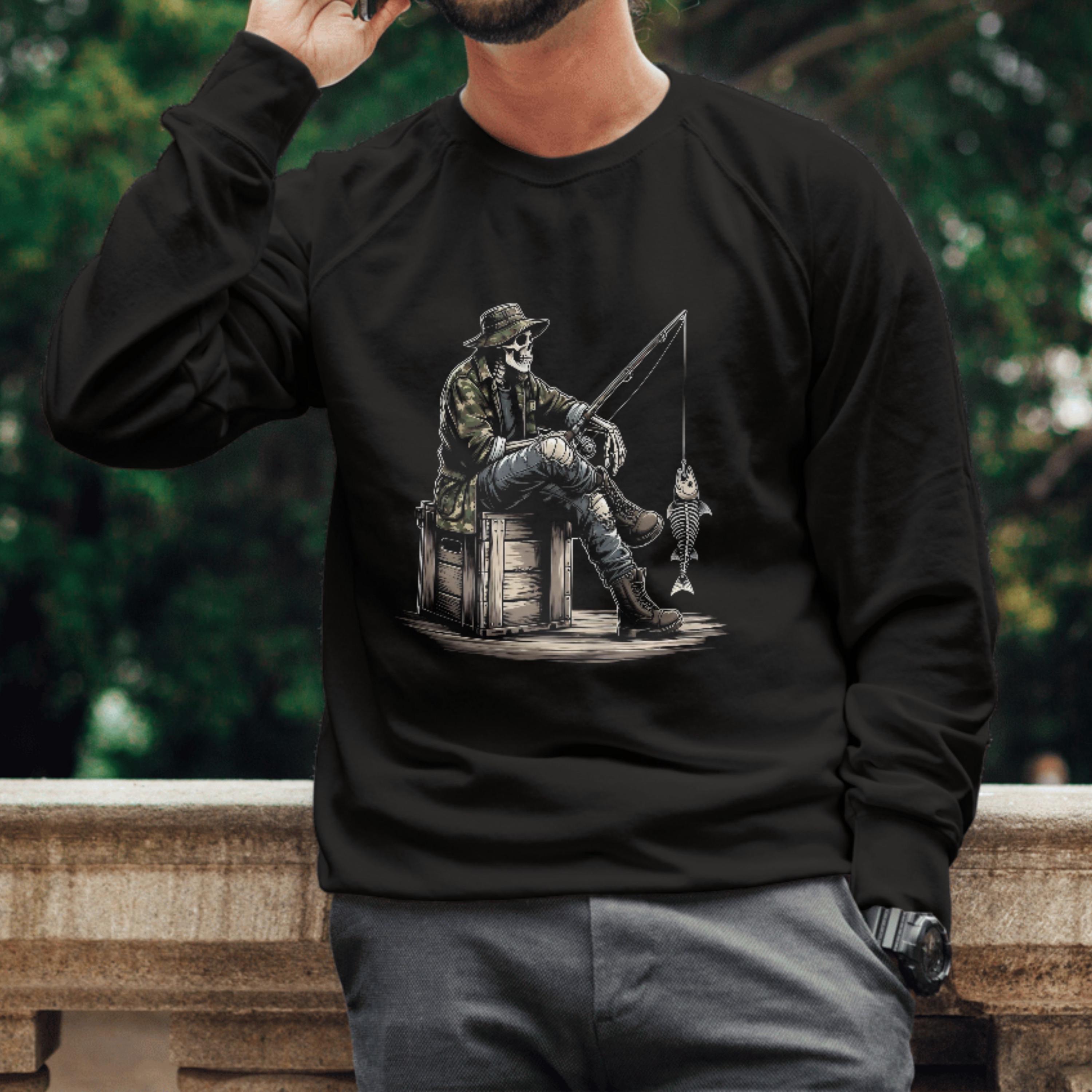 Skeleton Fisherman Digital Art – Unique Fishing Skull PNG - Etsy