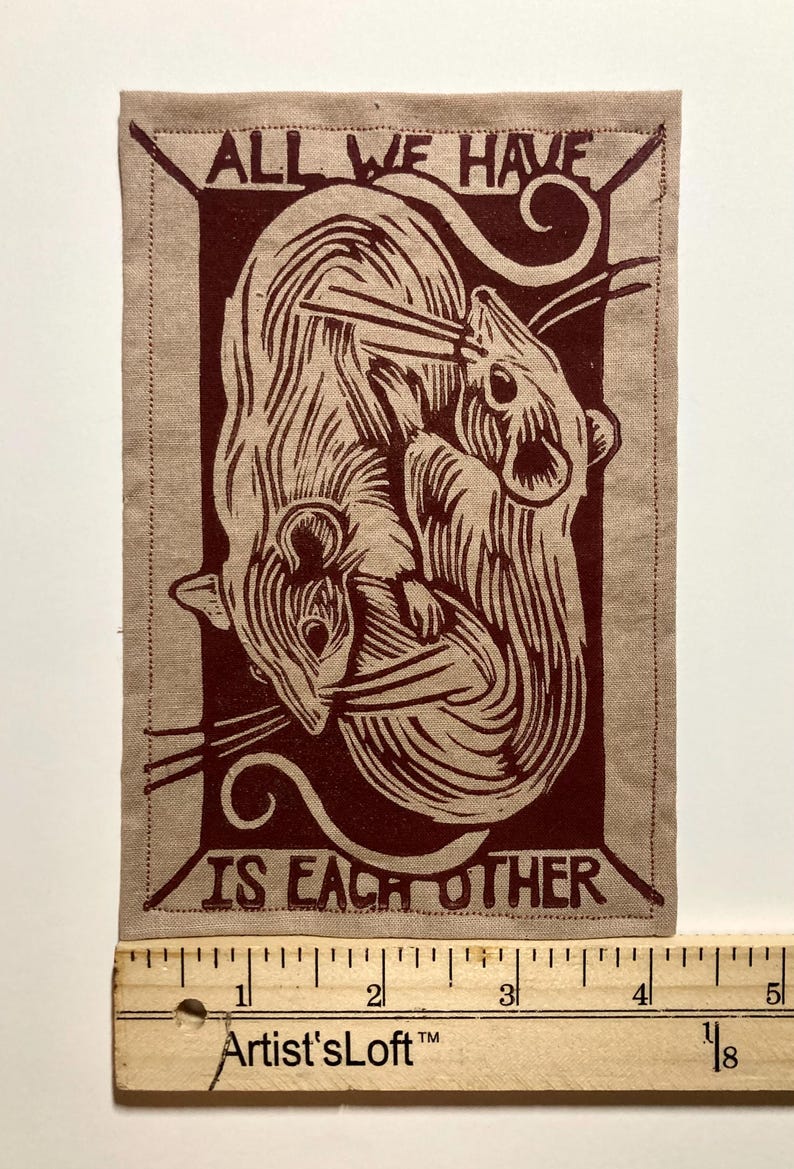 Handmade Linocut Patch - Rats / All We Have is Each Other - Etsy