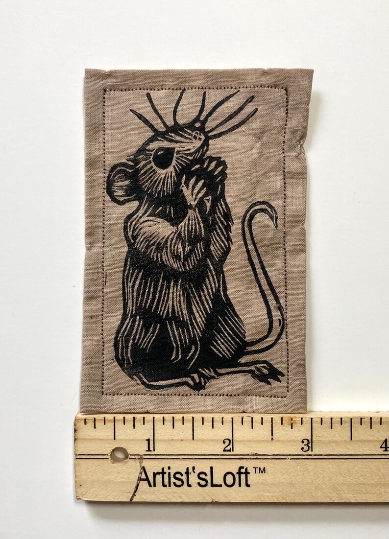 Handmade Linocut Patch - Field Mouse - Etsy