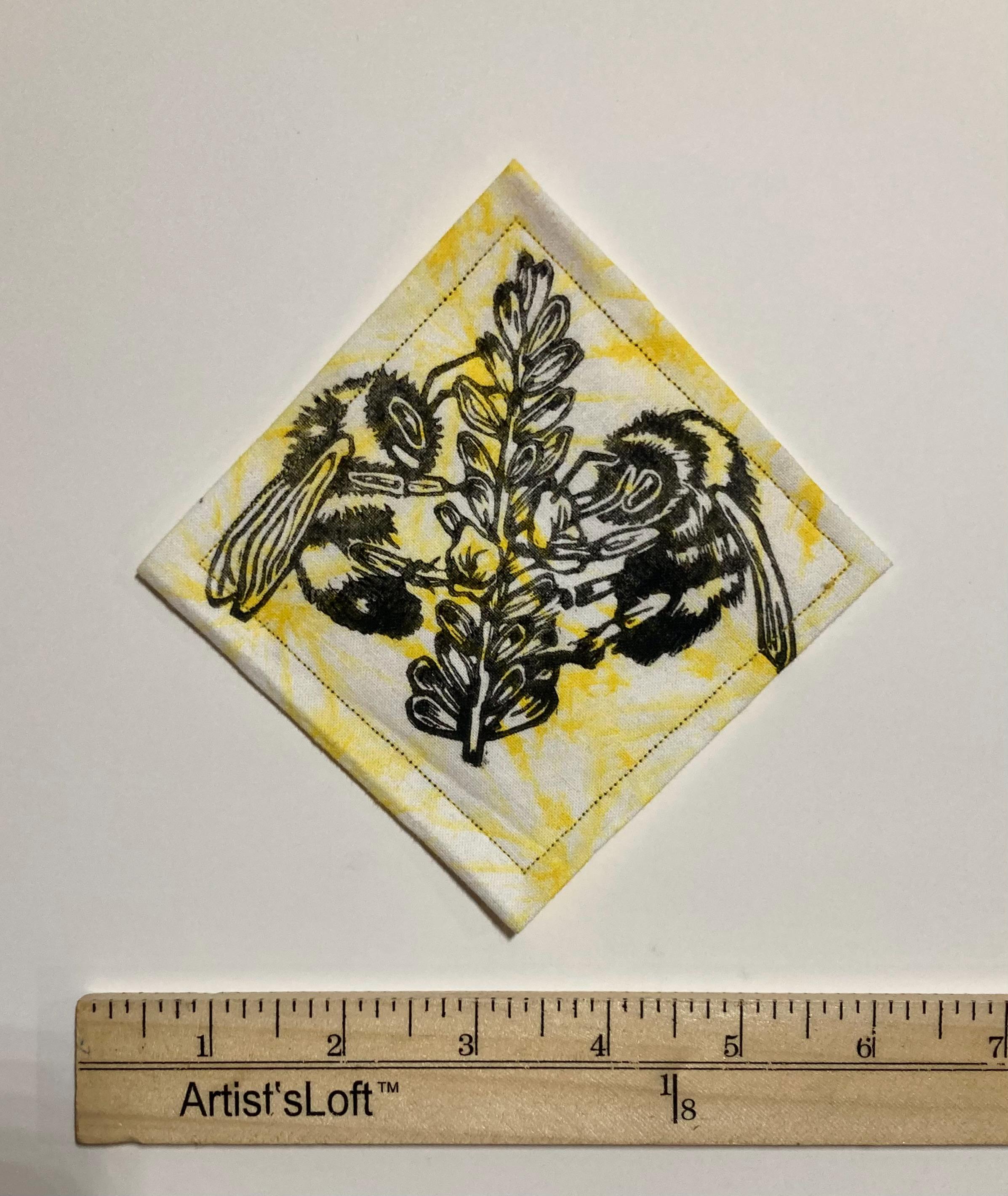 Handmade Printed Linocut Patch Bumble Bees - Etsy