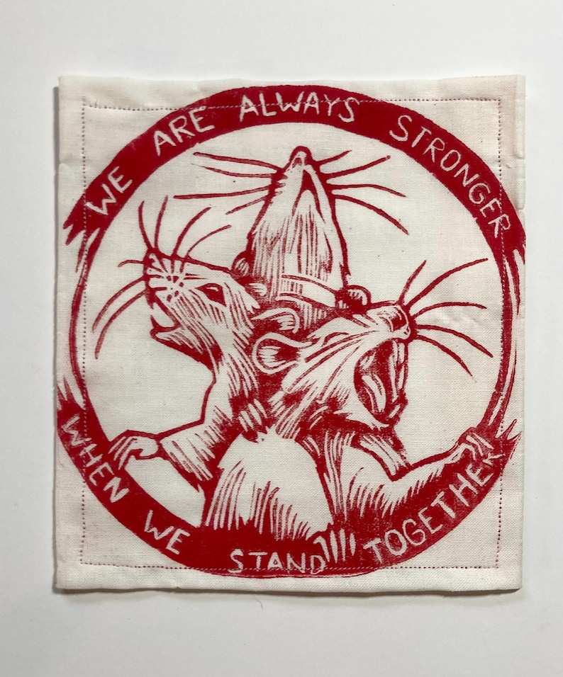 Handmade Linocut Patch - Rats - Etsy