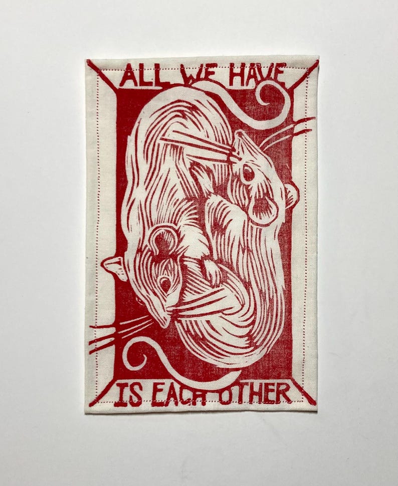 Handmade Linocut Patch - Rats / All We Have is Each Other - Etsy