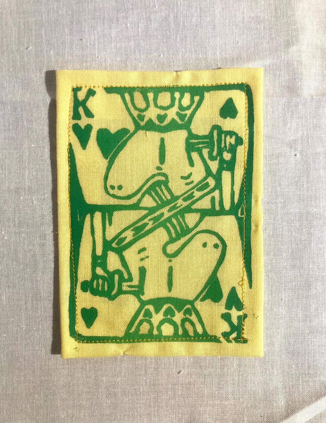 Printed Linocut Patch King of Hearts - Etsy