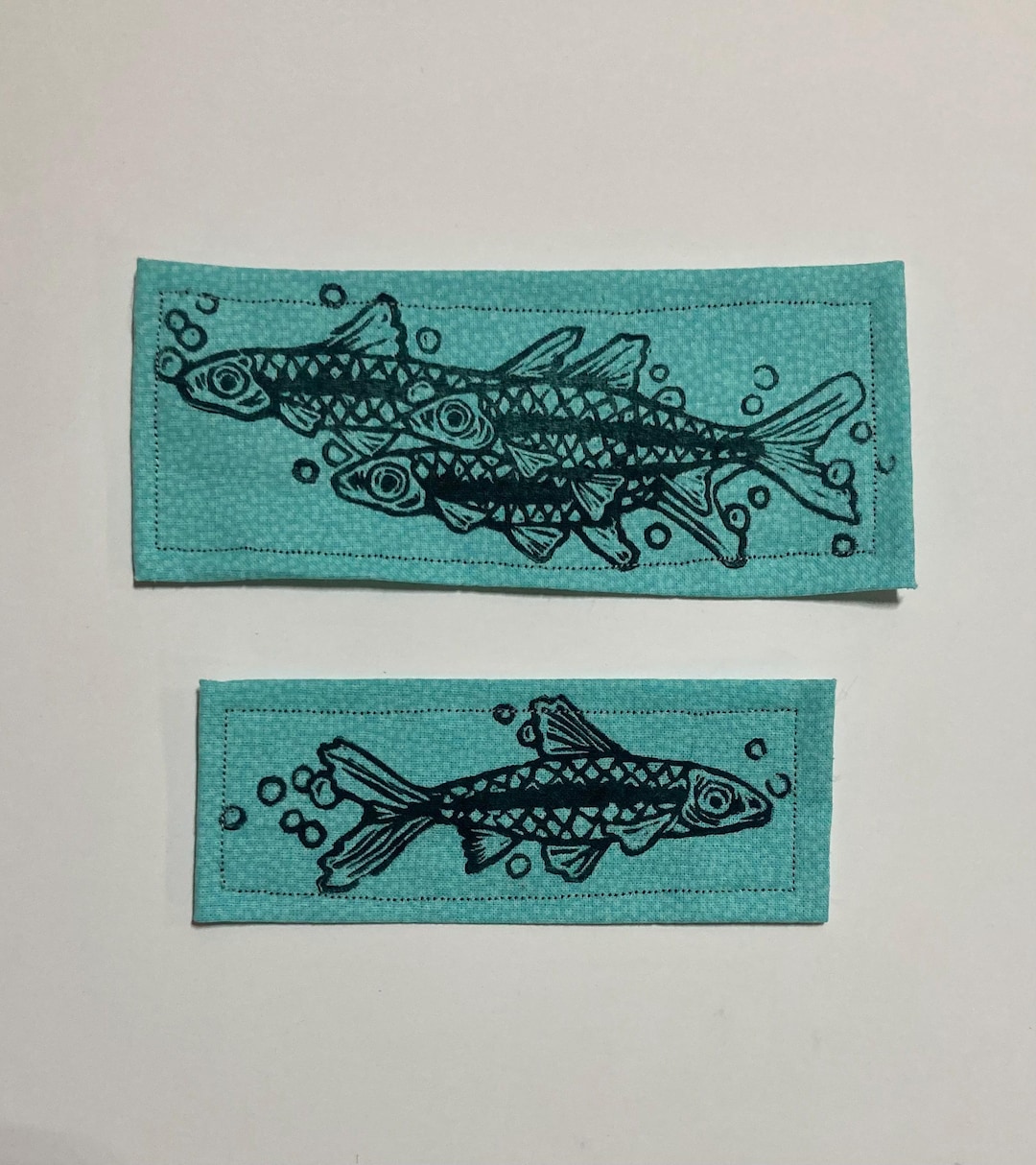 Handmade Printed Linocut Patch Set- Minnows - Etsy