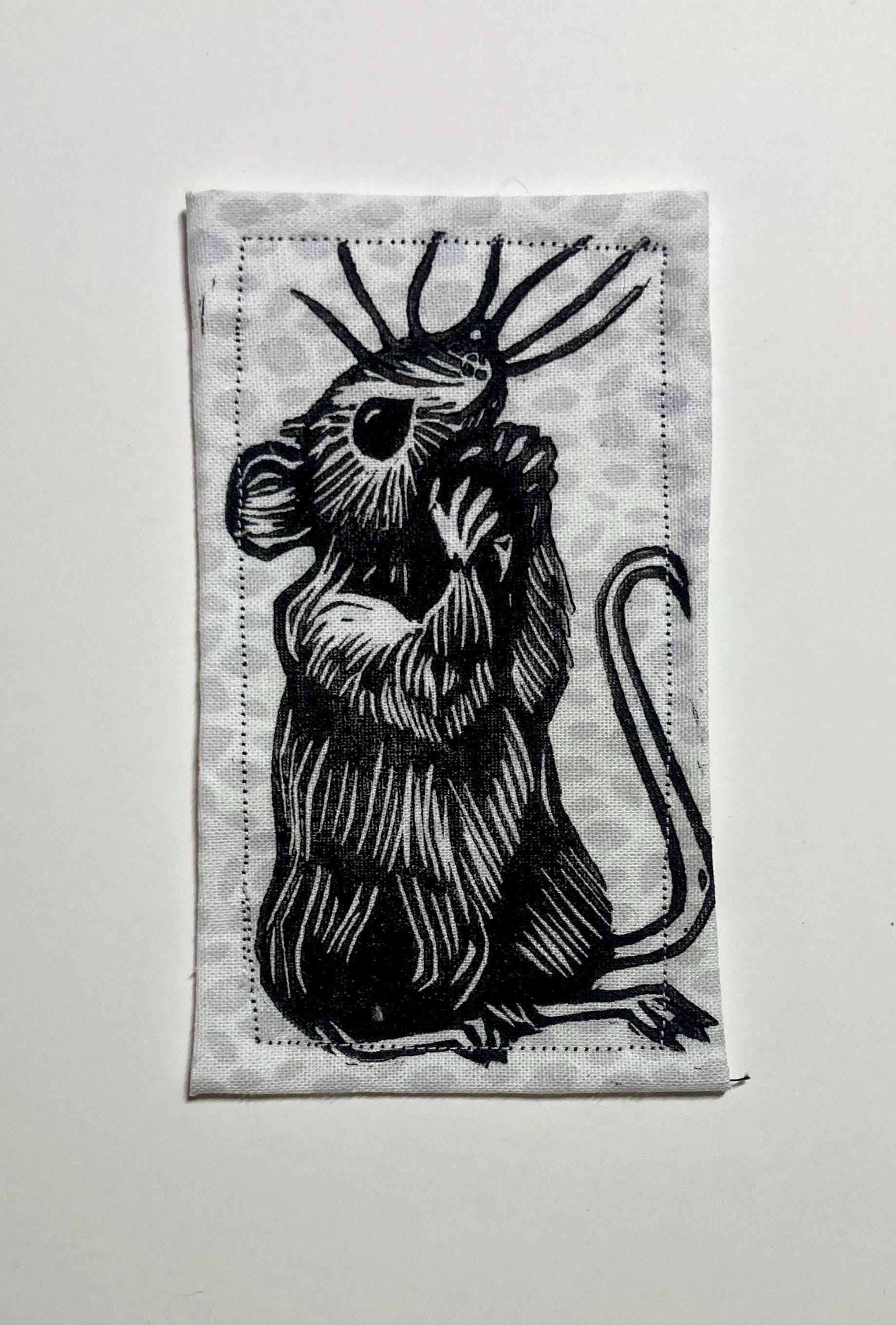 Handmade Linocut Patch - Field Mouse - Etsy