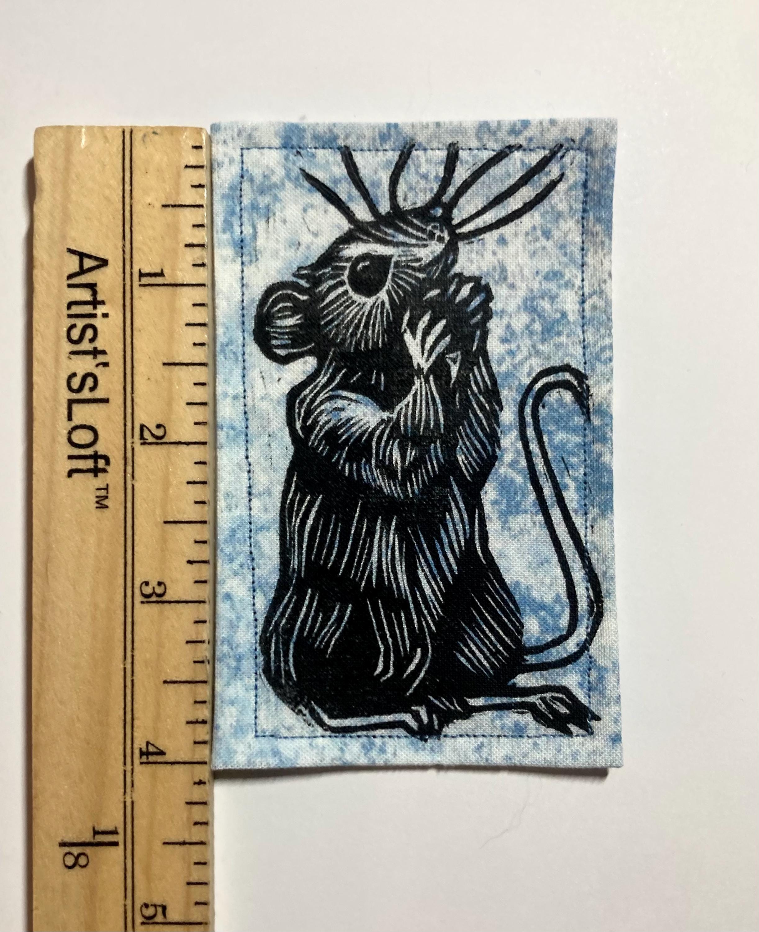 Handmade Linocut Patch - Field Mouse - Etsy