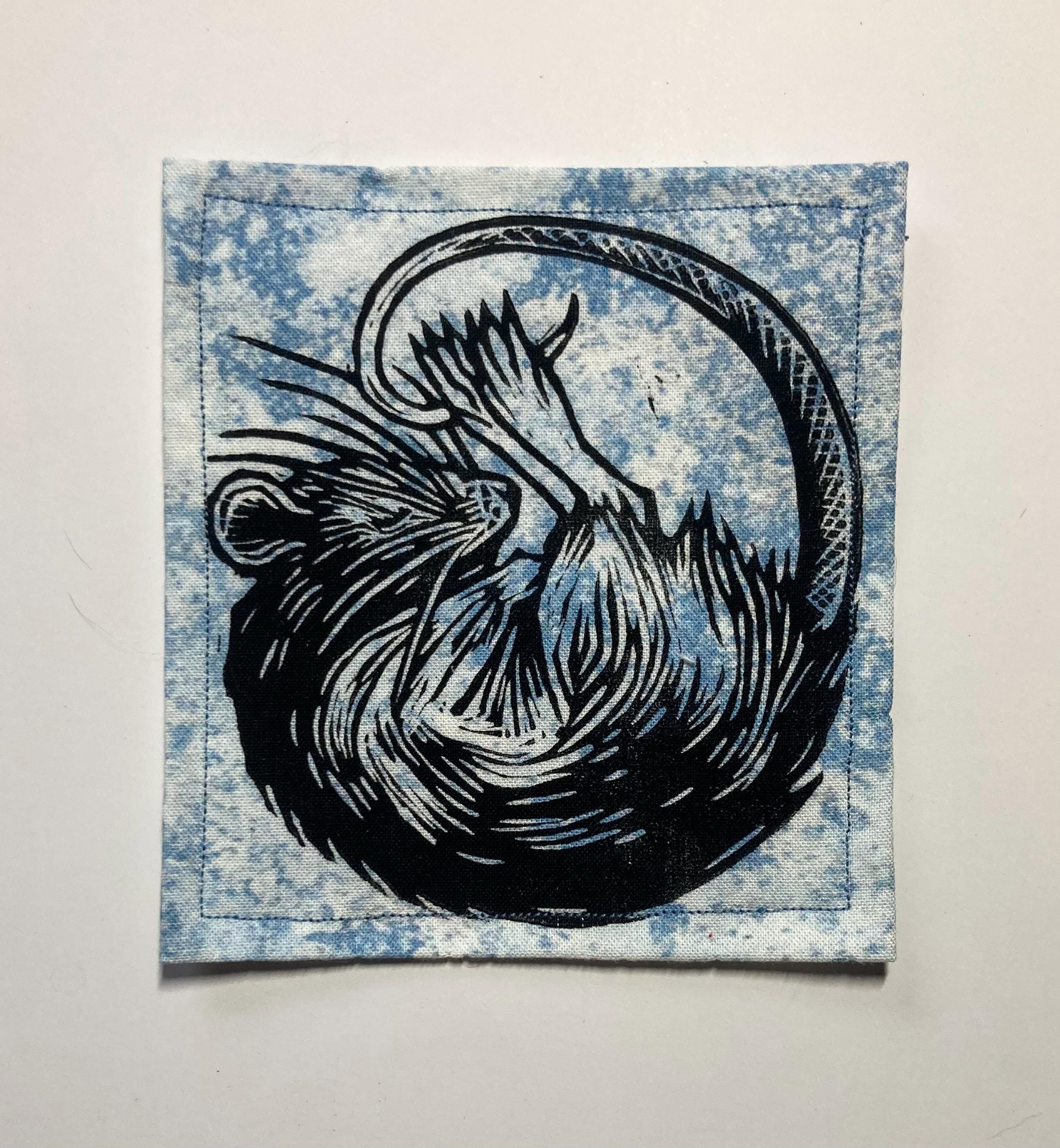 Handmade Linocut Patch - Sleeping Rat - Etsy