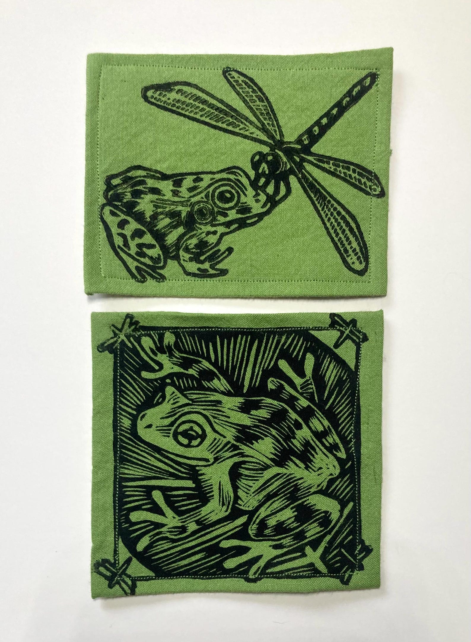 Handmade Linocut Patch Set - Frogs & Dragonflies - Etsy