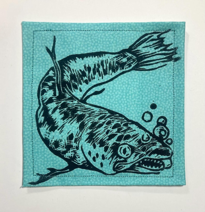 Handmade Linocut Patch - Salmon - Etsy