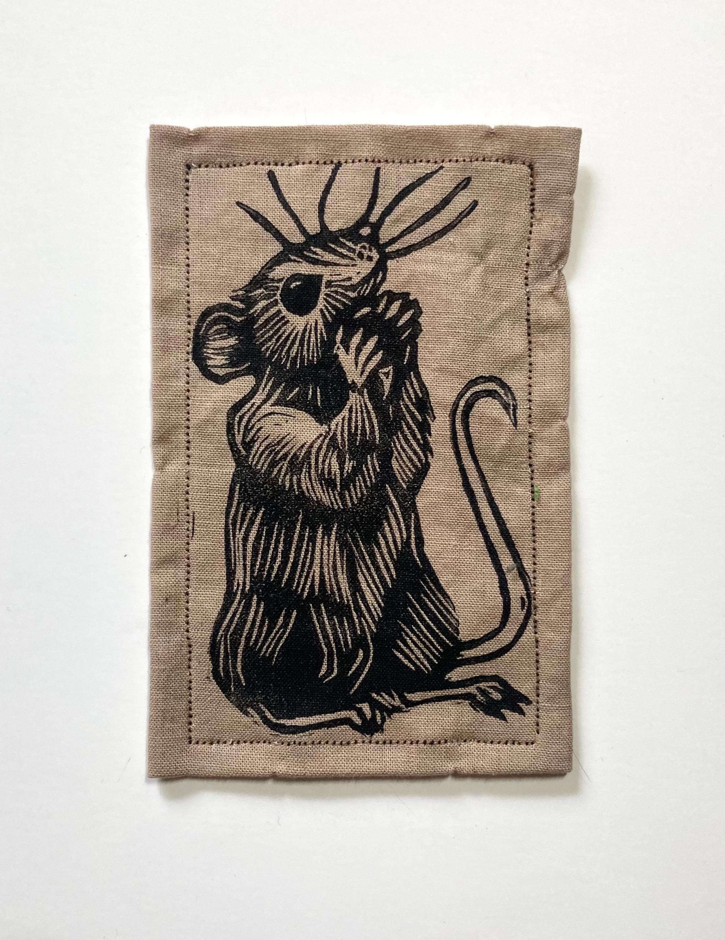 Handmade Linocut Patch - Field Mouse - Etsy