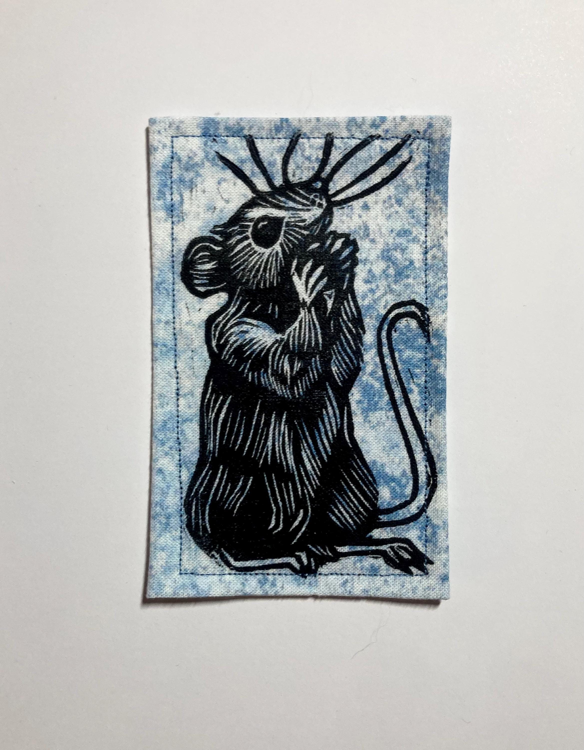 Handmade Linocut Patch - Field Mouse - Etsy