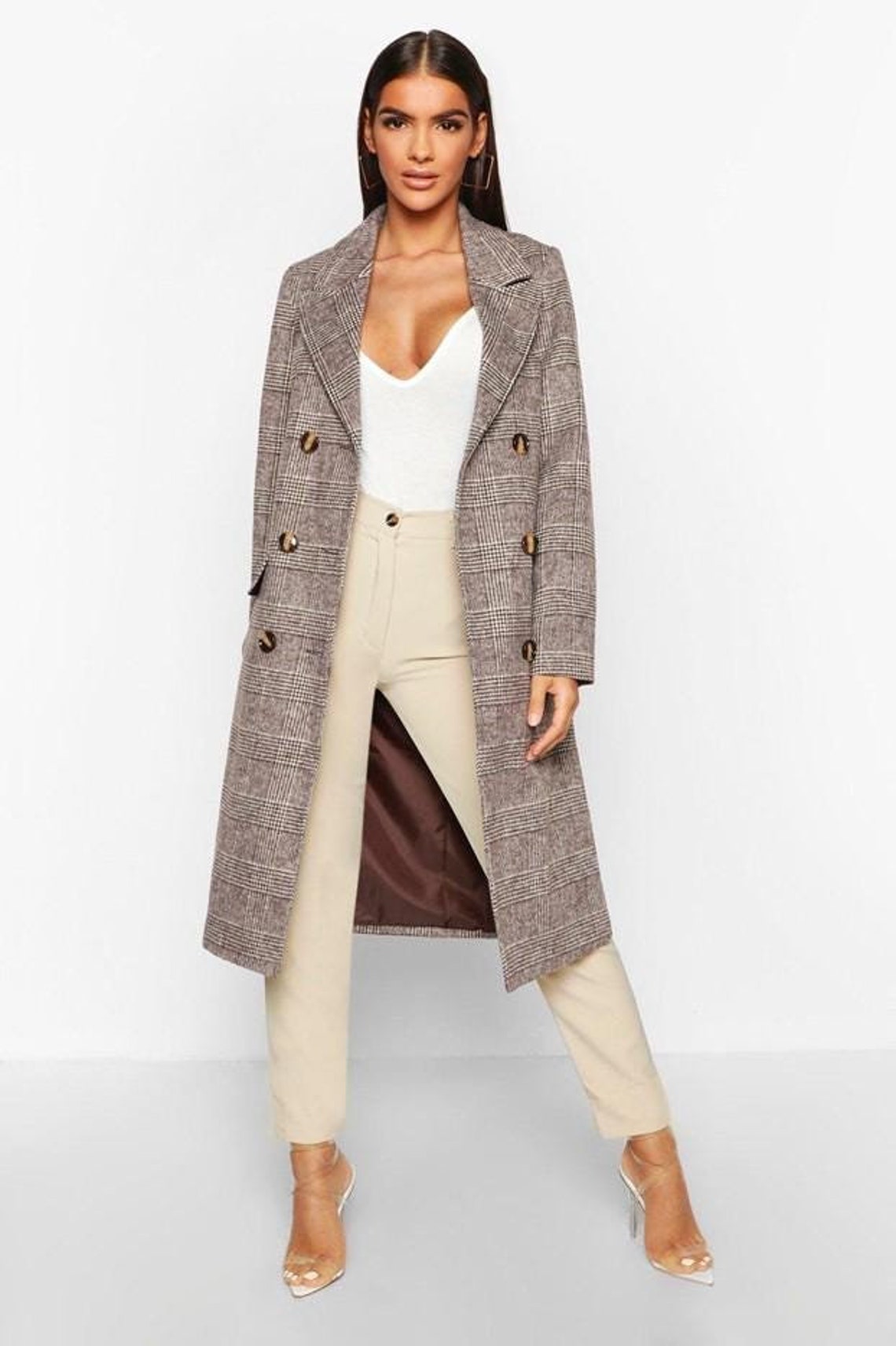 Women's Plaid Trench Coat - Etsy