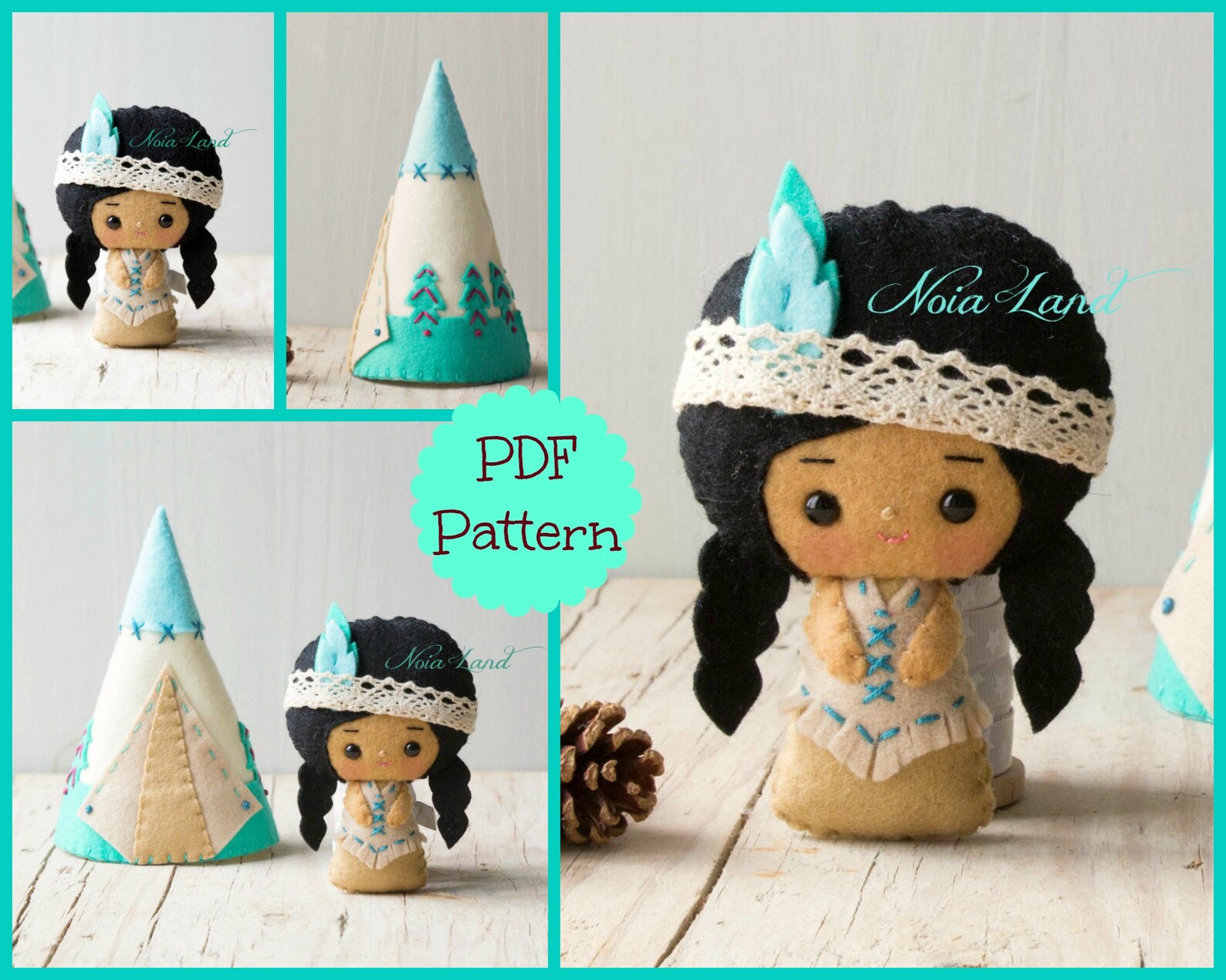 PDF. Native American and Tepee. Plush Doll Pattern, Softie Pattern ...
