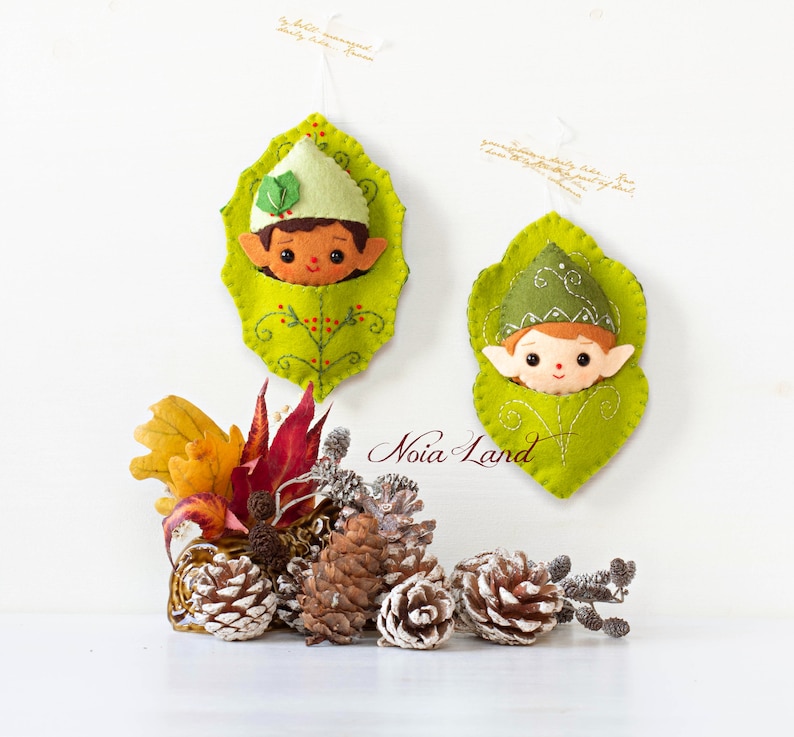 Christmas leaf elves. Oak and holly beds PDF Pattern - Etsy España