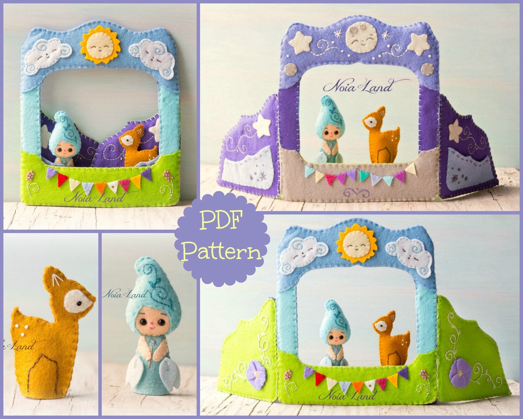 Teatro de títeres Sol y Luna y títeres de dedo de hadas y ciervos ...