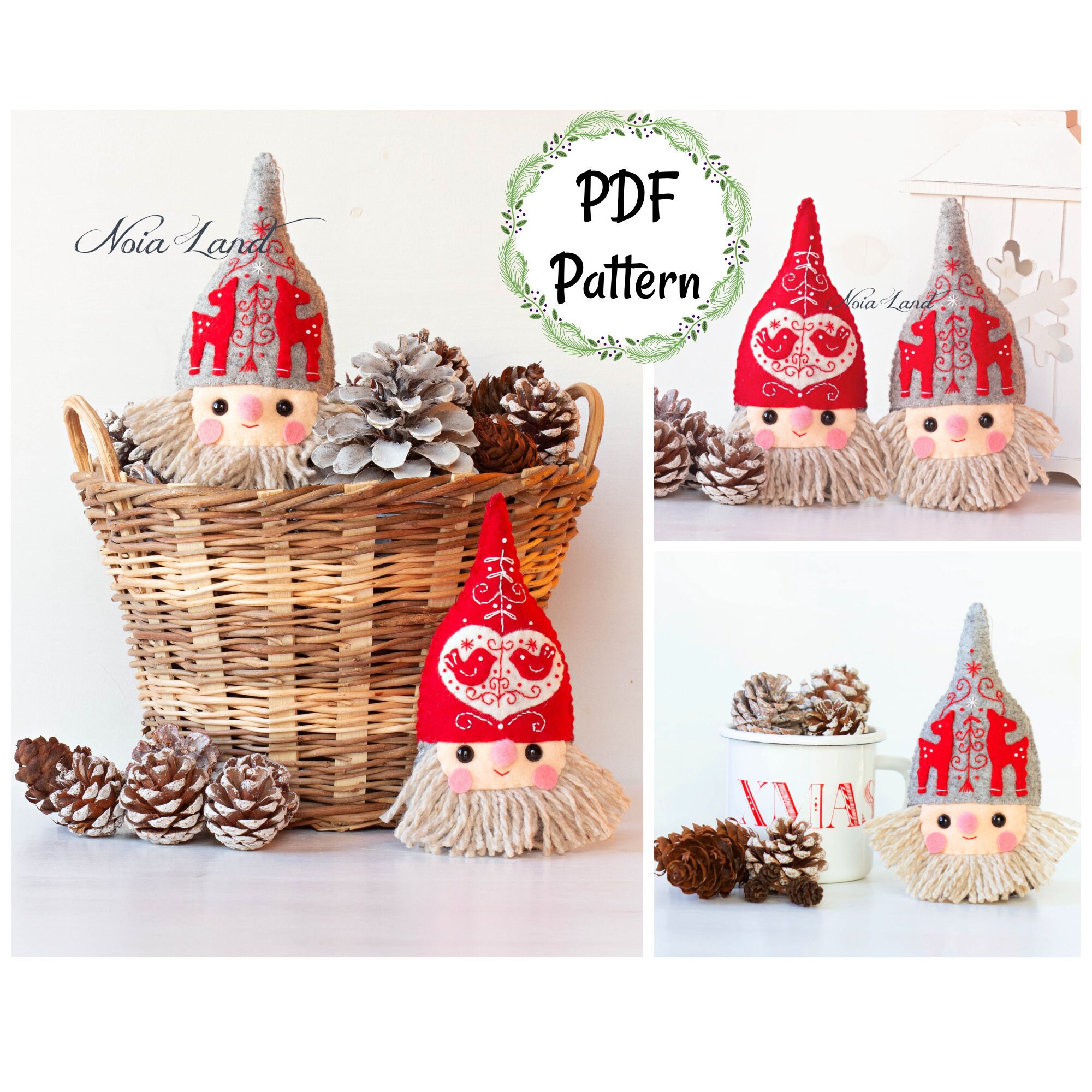 Folk Scandinavian Christmas. Gnome twins PDF Pattern | Etsy