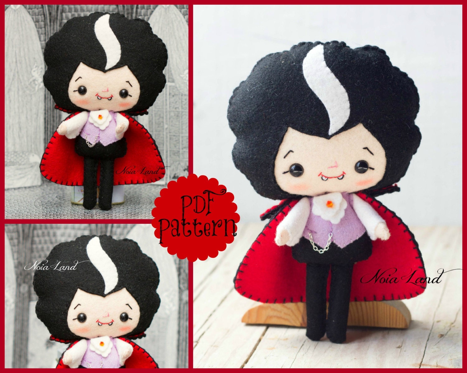 PDF. Dracula. Vampire. Halloween pattern. Plush Doll Pattern | Etsy